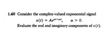 Solved 1.60 Consider the complex-valued exponential signal | Chegg.com