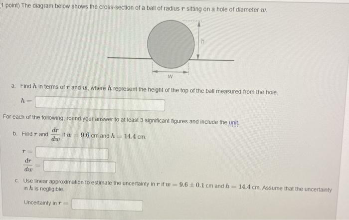 Solved 1 point) The diagram below shows the cross-section of | Chegg.com