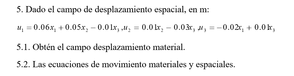 Solved 5. ﻿Given the spatial displacement field, in | Chegg.com