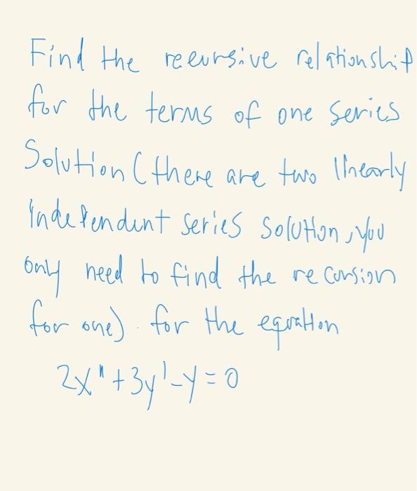 Solved Find the recursive relationship for the terms of one | Chegg.com