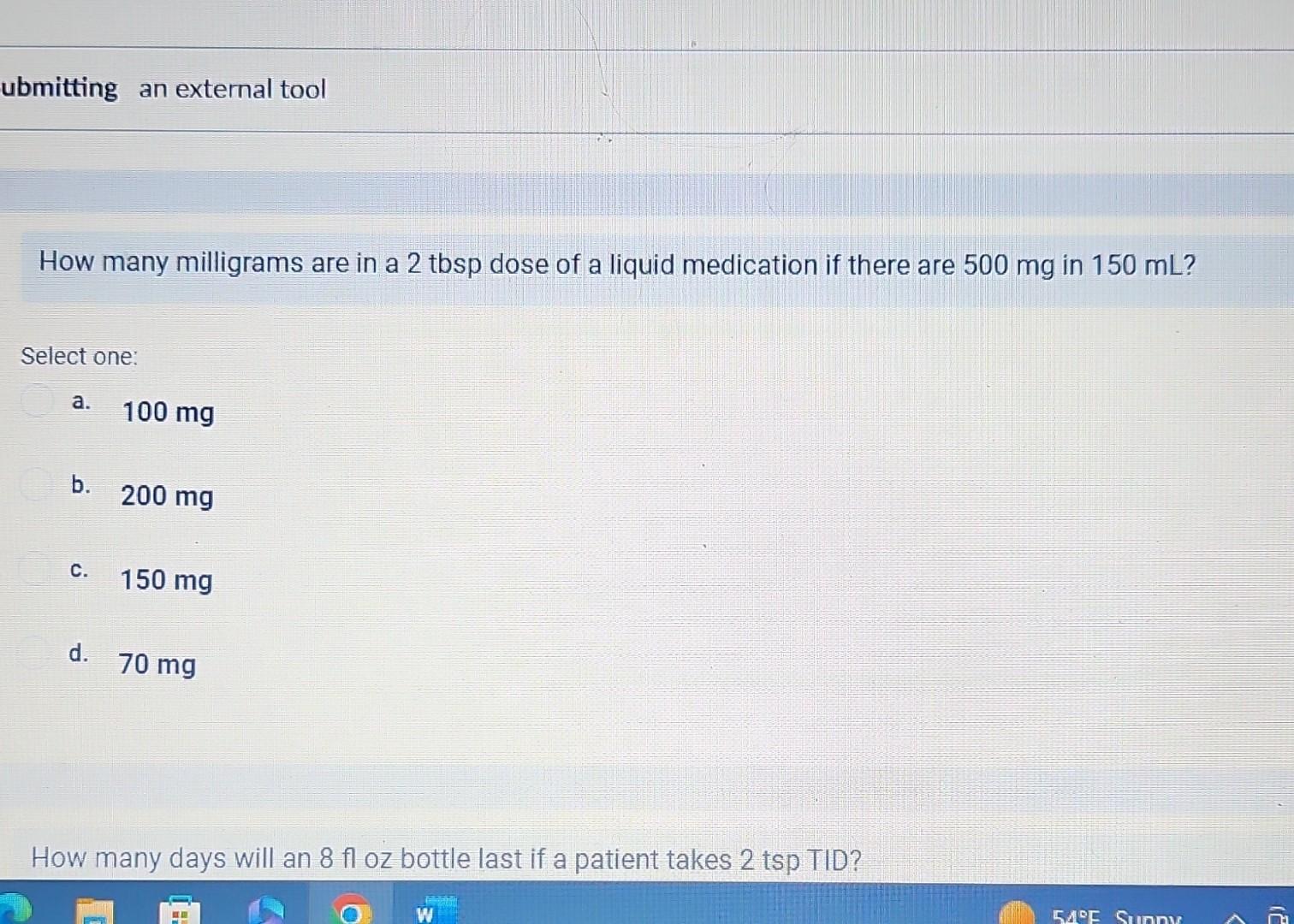 Solved ubmitting an external tool How many milligrams are in | Chegg.com