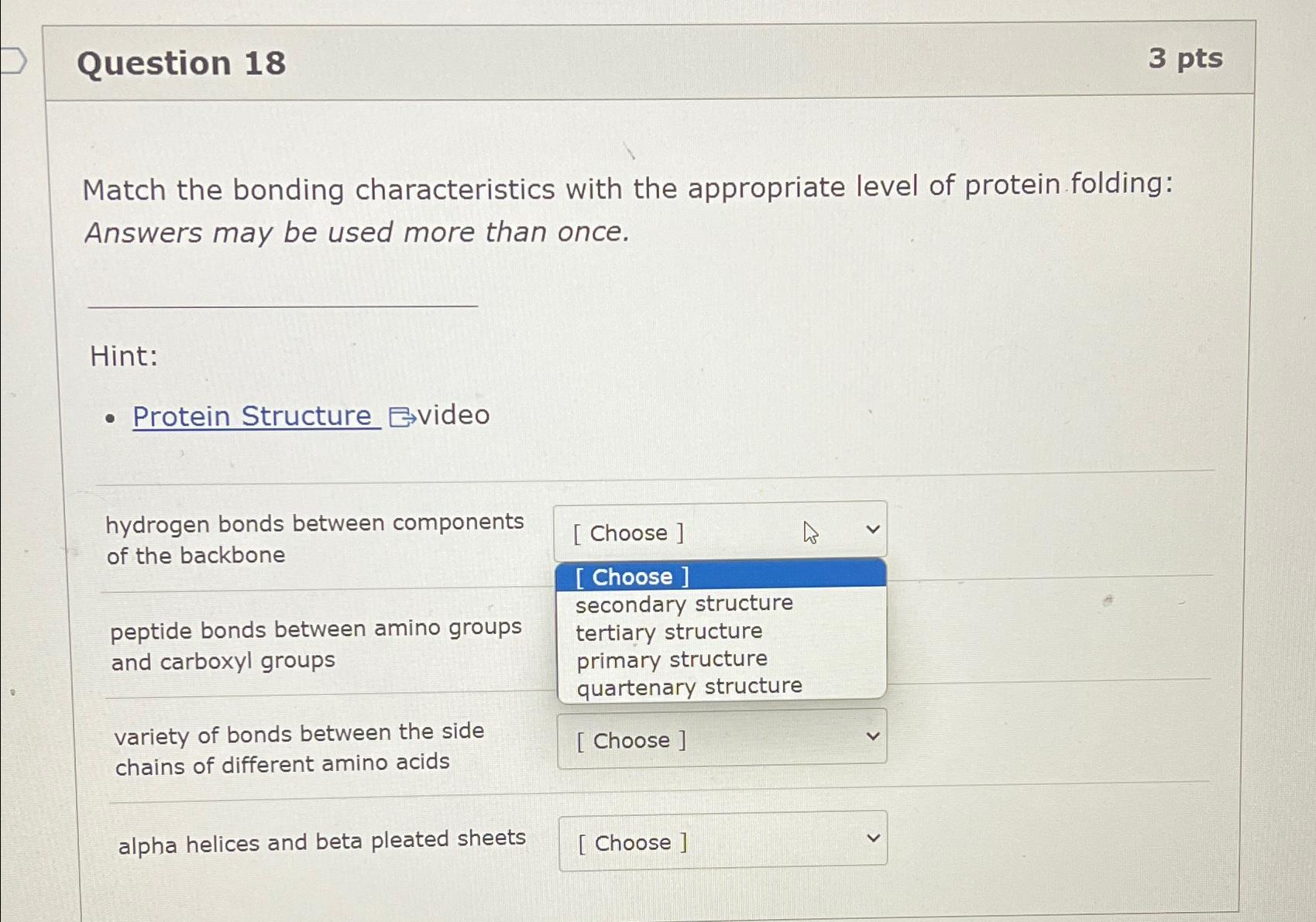 Solved Question 183 ﻿ptsMatch the bonding characteristics | Chegg.com