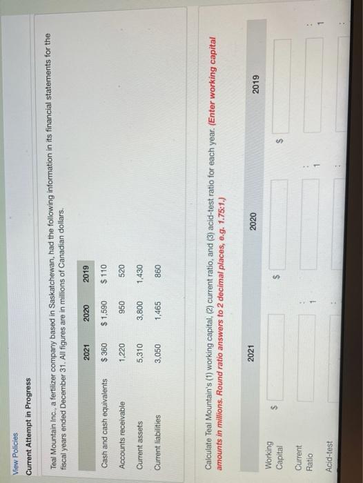 Solved View Policies Current Attempt in Progress Teal | Chegg.com