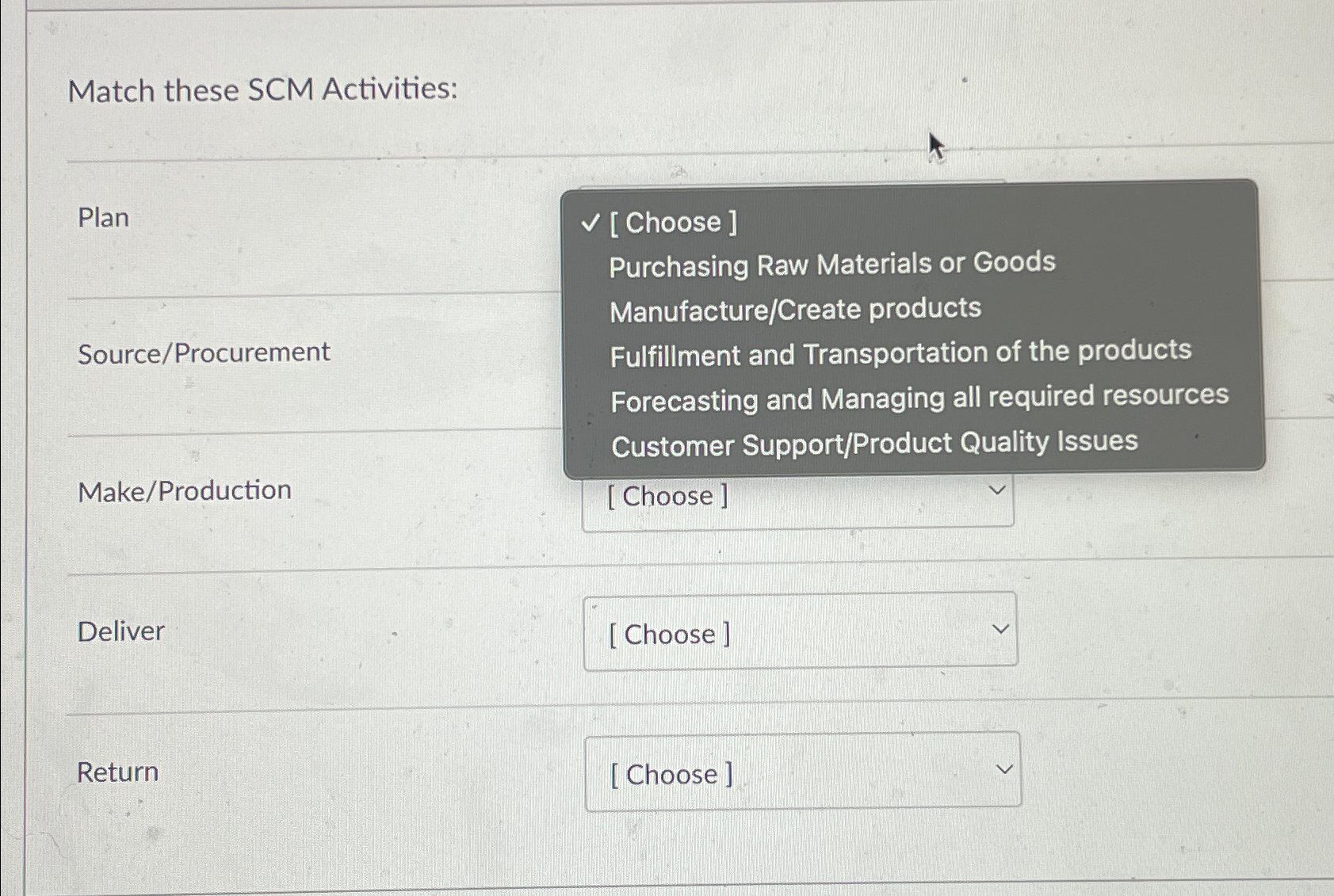 Solved Match these SCM | Chegg.com