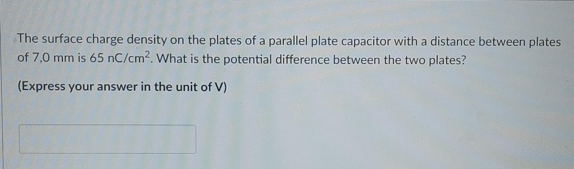 Solved The surface charge density on the plates of a | Chegg.com