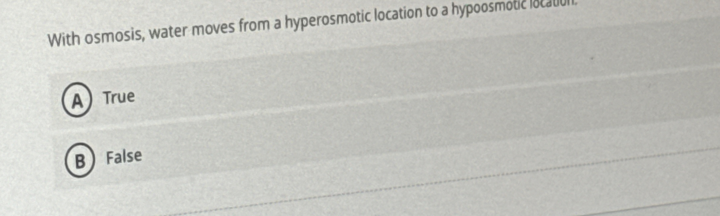 Solved With osmosis, water moves from a hyperosmotic | Chegg.com