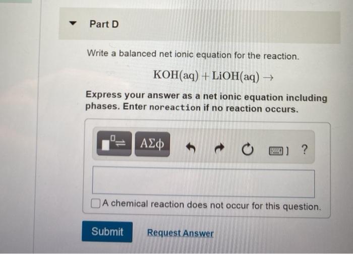 Solved Predict the products of each reaction and write | Chegg.com