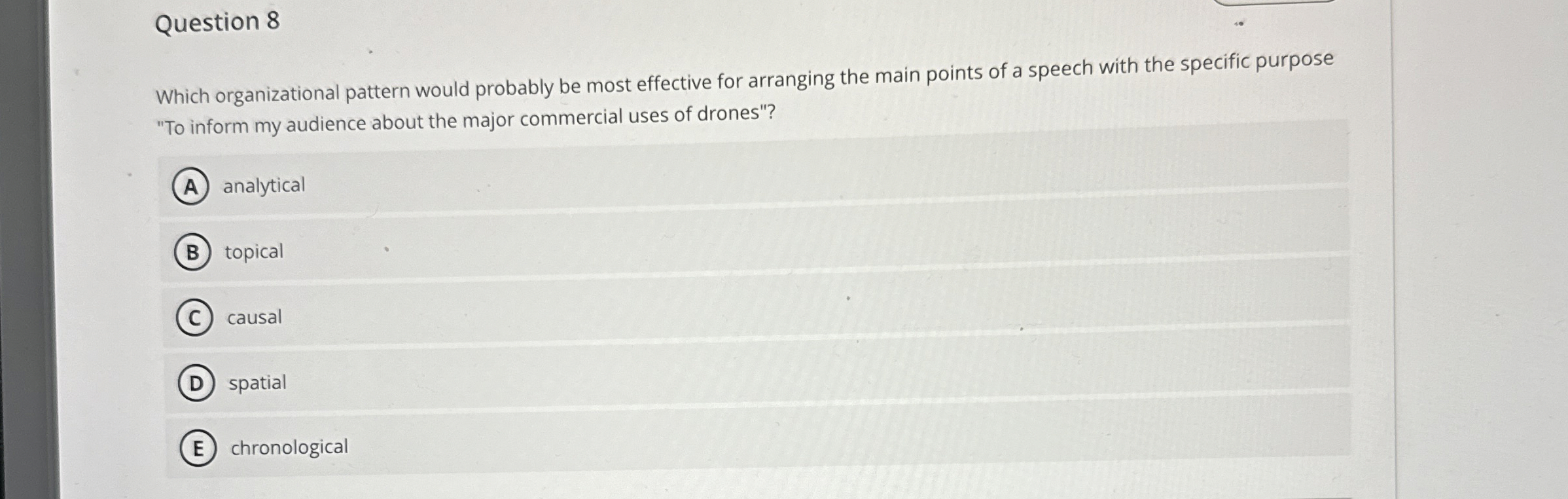 Solved Question 8Which organizational pattern would probably | Chegg.com