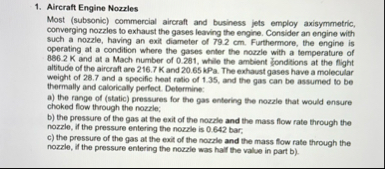 Solved Aircraft Engine NozzlesMost (subsonic) ﻿commercial | Chegg.com