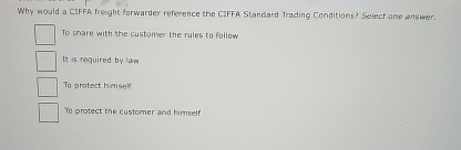 Solved Why would a CIFFA freight forwarder reference the | Chegg.com