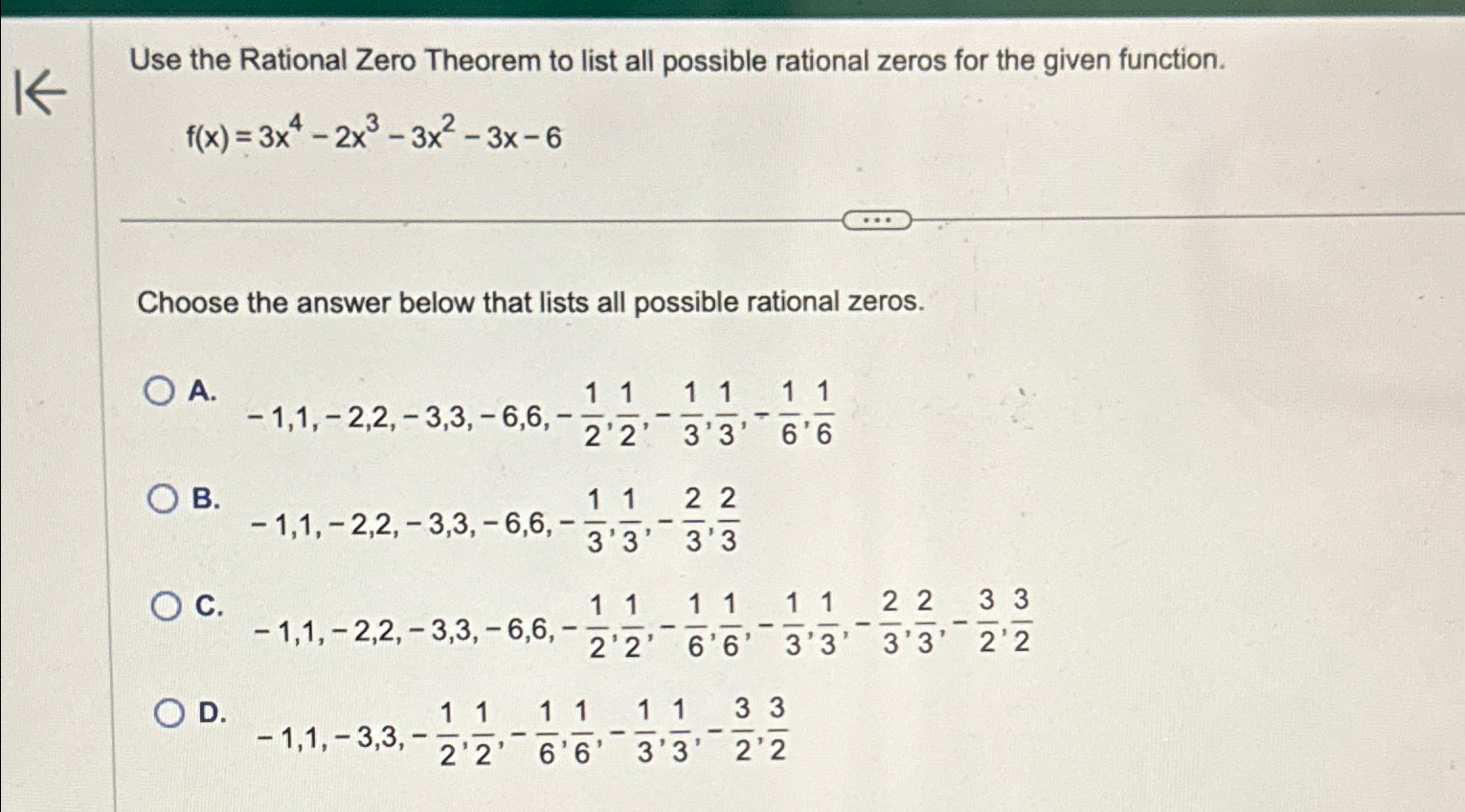 Solved Use the Rational Zero Theorem to list all possible | Chegg.com