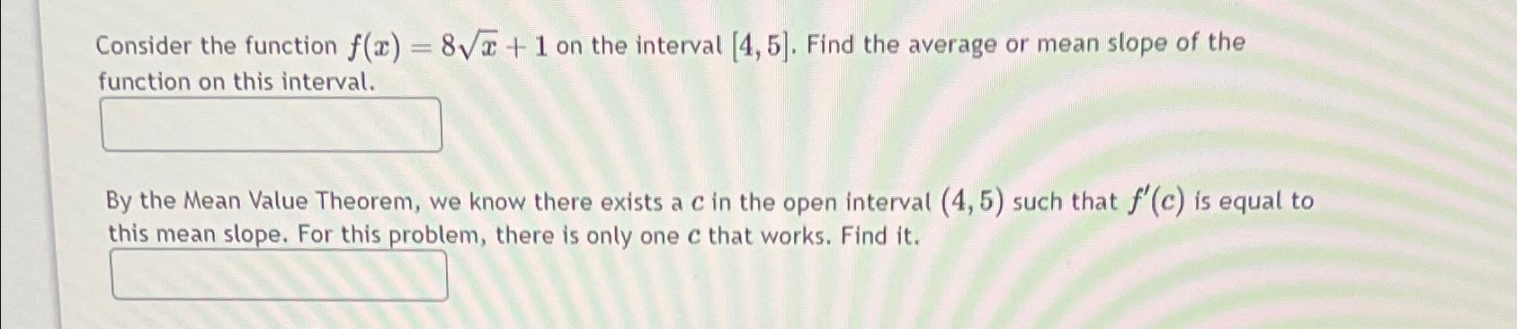 Solved Consider the function f(x)=8x2+1 ﻿on the interval | Chegg.com