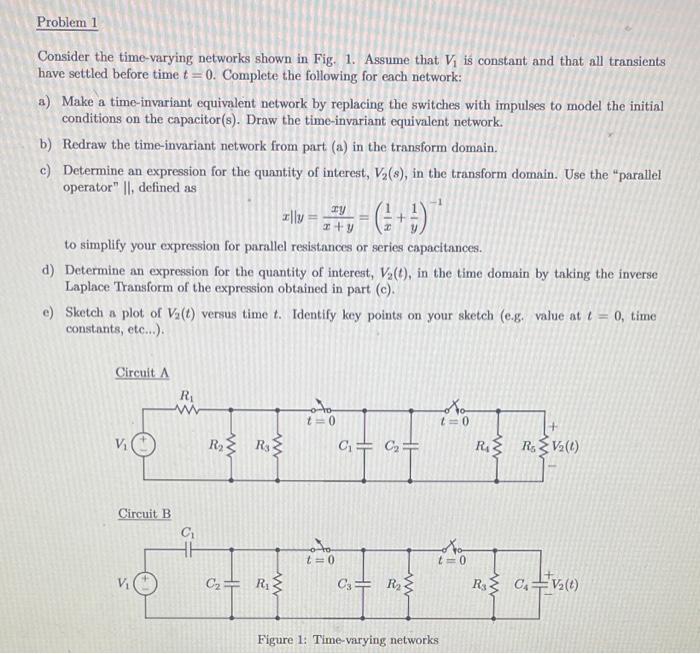 Solved Consider The Time Varying Networks Shown In Fig 1