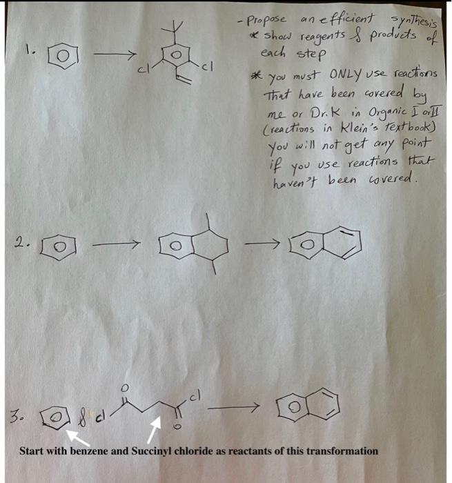 Solved 1. - Propose an efficient synthesis * show reagents | Chegg.com
