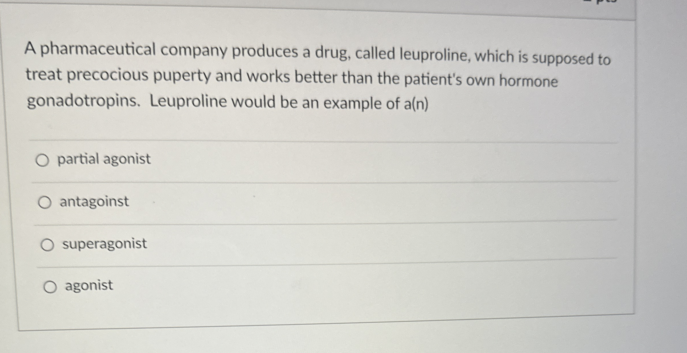 Solved A pharmaceutical company produces a drug, called | Chegg.com