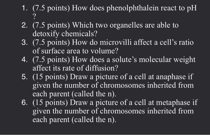 Solved 1. (7.5 points) How does phenolphthalein react to pH | Chegg.com