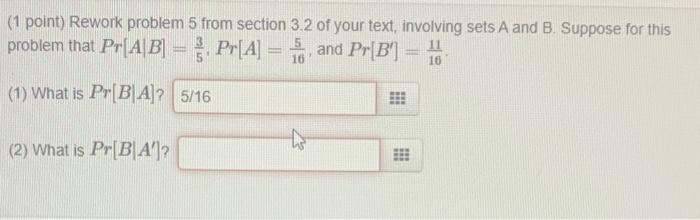 Solved 1 point) Rework problem 5 from section 3.2 of your | Chegg.com