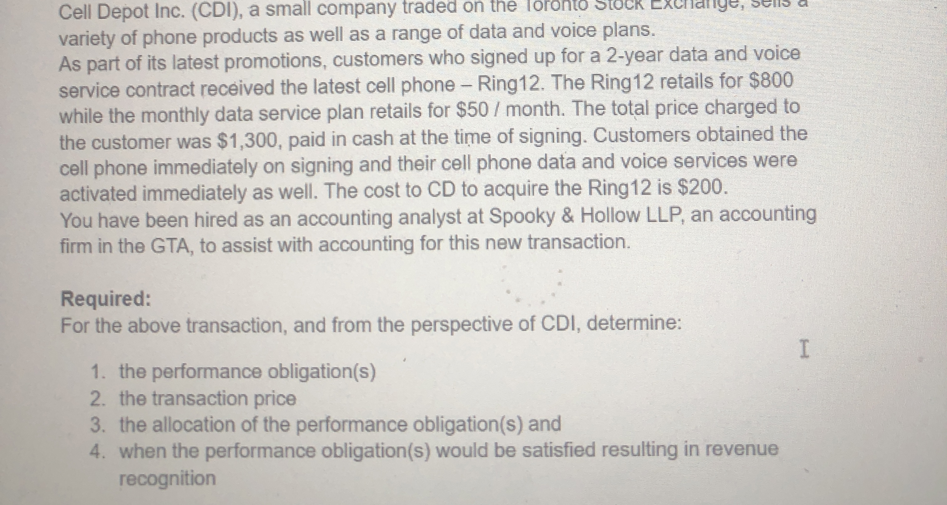 Cell Depot Inc. (CDI), ﻿a small company traded on the | Chegg.com