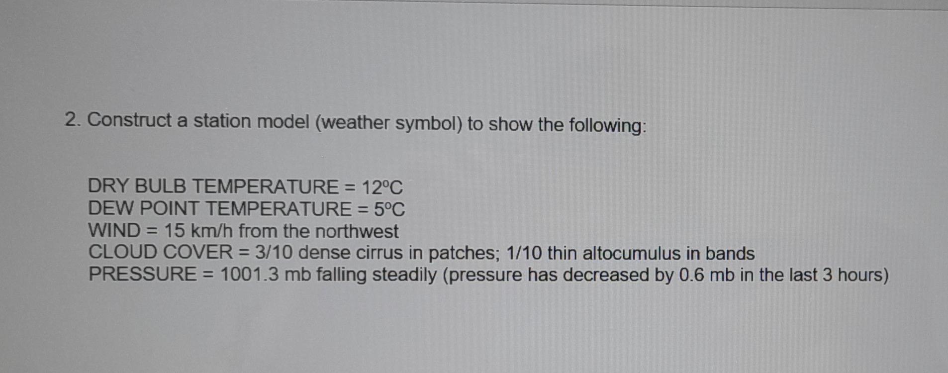 Solved 2. Construct a station model (weather symbol) to show | Chegg.com