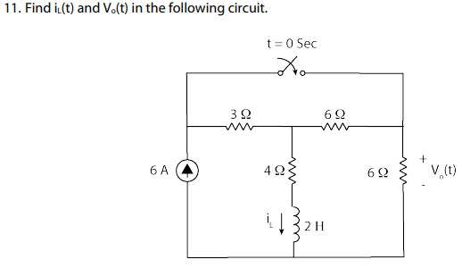 Solved Find iL(t) ﻿and Vo(t) ﻿in the following circuit. | Chegg.com