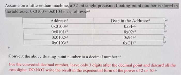 Solved Assume on a little-endian machine, a 32 -bit | Chegg.com