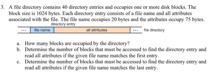 Solved A file directory contains 40 directory entries and | Chegg.com