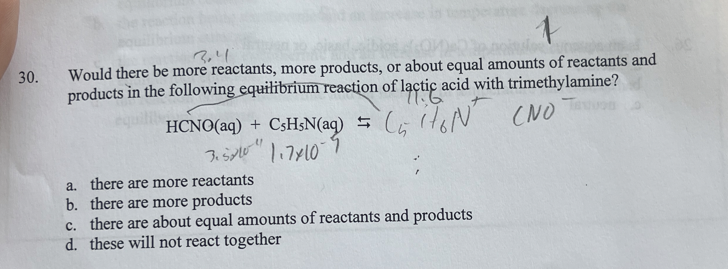 Solved Would there be more reactants, more products, or | Chegg.com