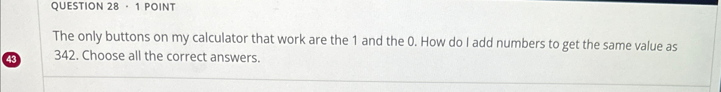 Solved QUESTION 28*1 ﻿POINTThe only buttons on my calculator | Chegg.com
