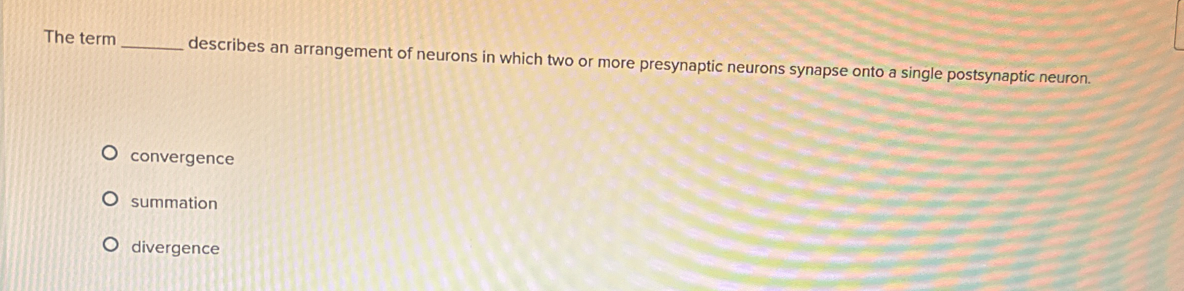 Solved The term ﻿describes an arrangement of neurons in | Chegg.com
