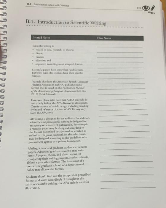 Solved B.1 Introduction to Scientific Writing H B.1. | Chegg.com
