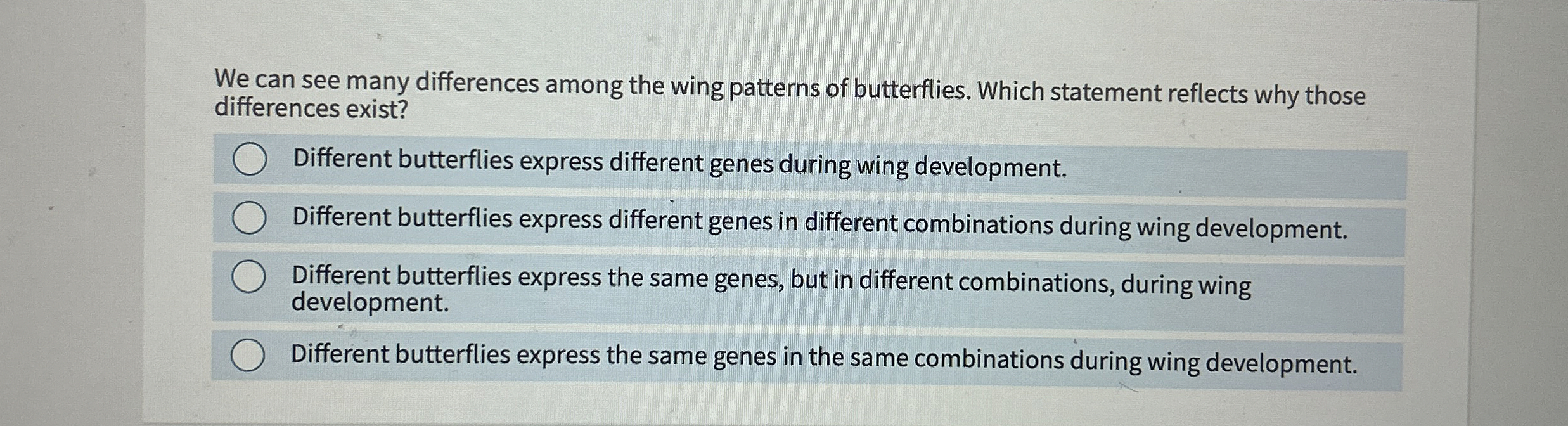 Solved We can see many differences among the wing patterns | Chegg.com