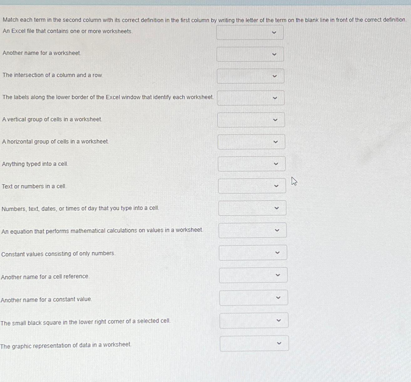 Solved Match each term in the second column with its correct | Chegg.com