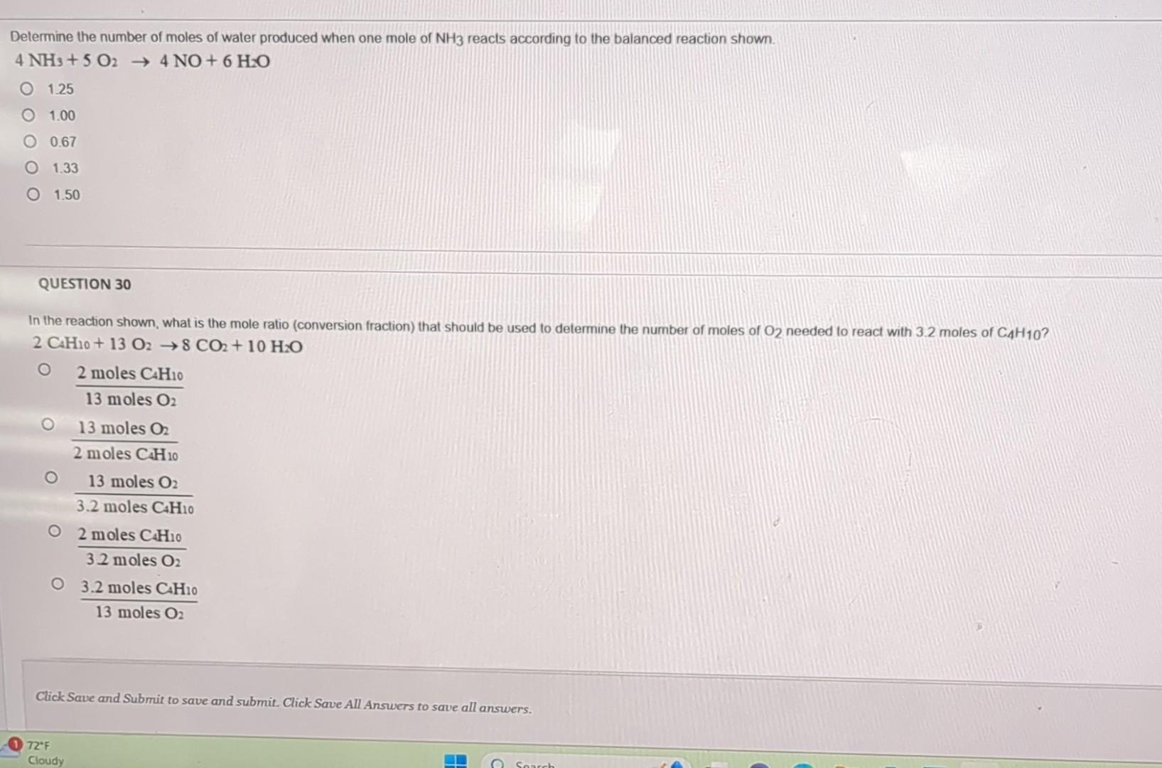 Solved Determine the number of moles of water produced when | Chegg.com