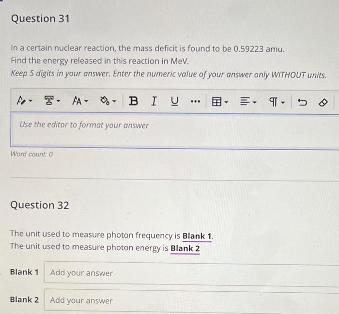 Solved In a certain nuclear reaction, the mass deficit is | Chegg.com