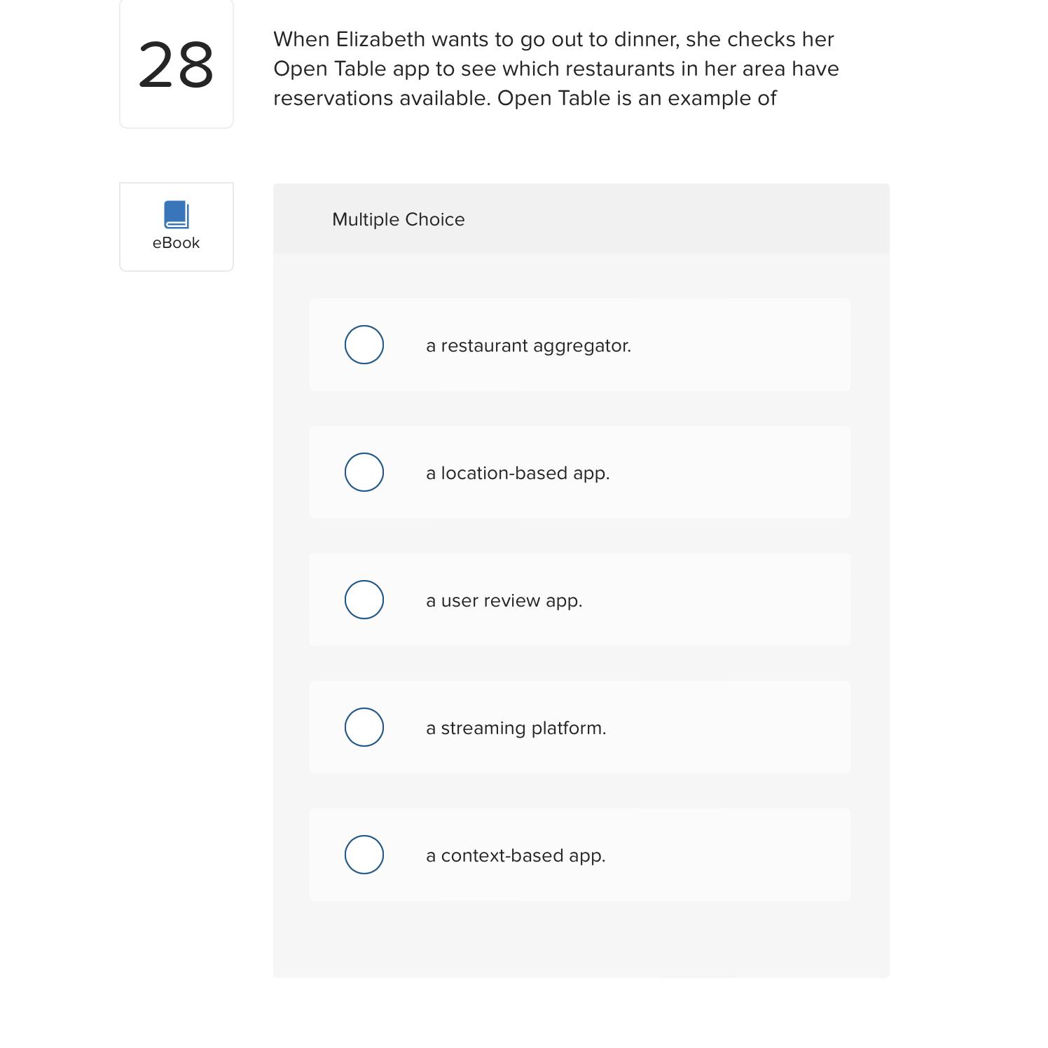 Solved When Elizabeth wants to go out to dinner, she checks | Chegg.com
