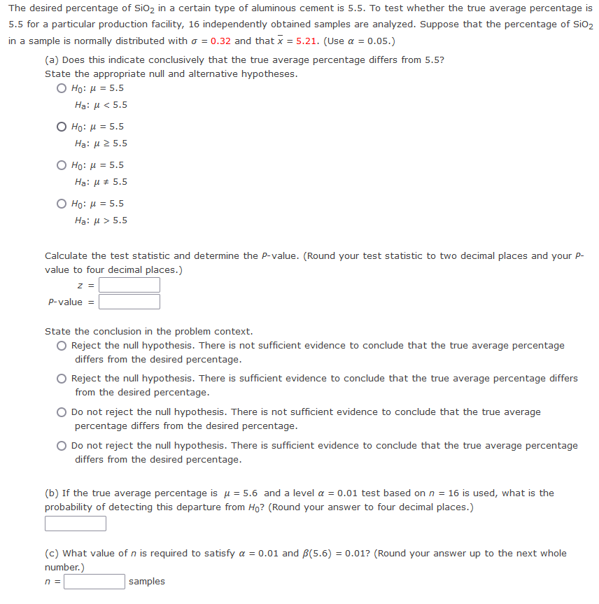 Solved The desired percentage of SiO2 ﻿in a certain type of | Chegg.com