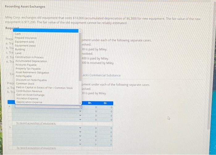 Solved help me solve for recording asset exchanges! i | Chegg.com