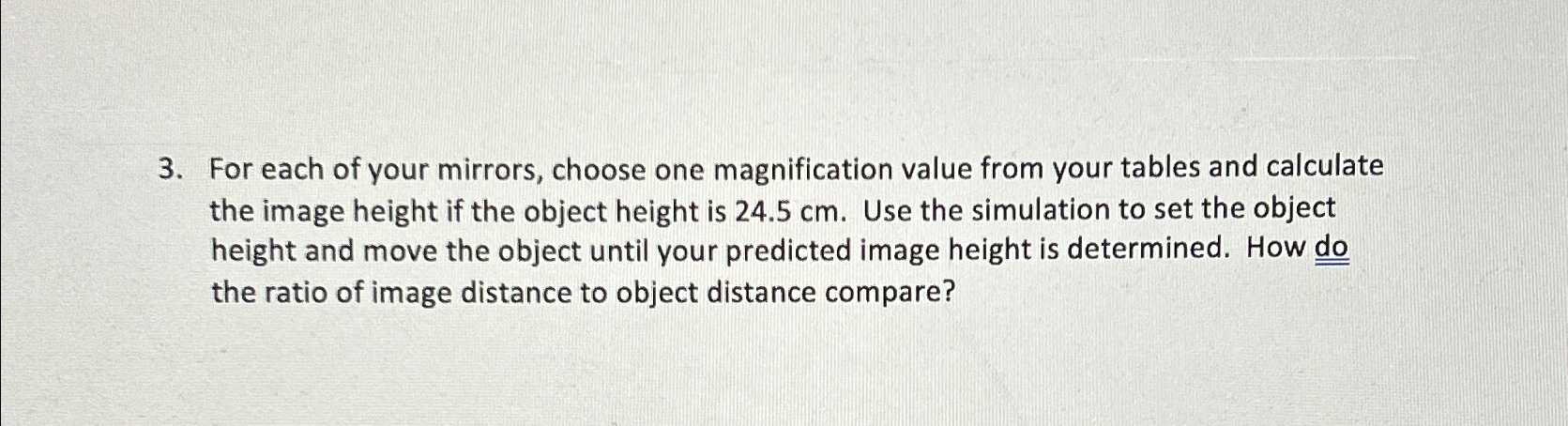 Solved For each of your mirrors, choose one magnification | Chegg.com