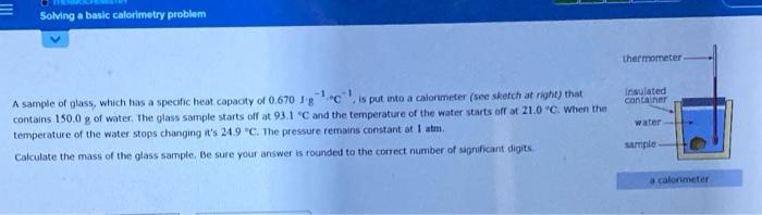 Solved Solving a basic calorimetry problem a thermometer | Chegg.com