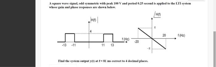 Solved A square wave signal, odd symmetric with peak 100 V | Chegg.com