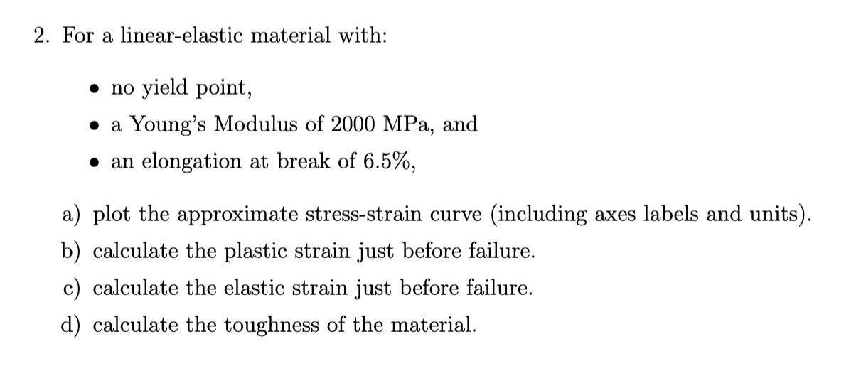 Solved 2. ﻿For a linear-elastic material with:- ﻿no yield | Chegg.com