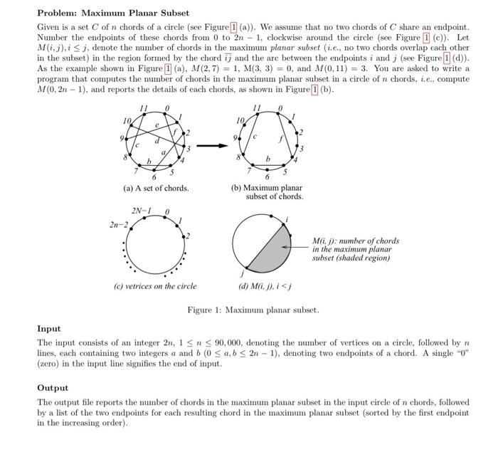 Solved Problem: Maximum Planar Subset Given is a set C of n | Chegg.com