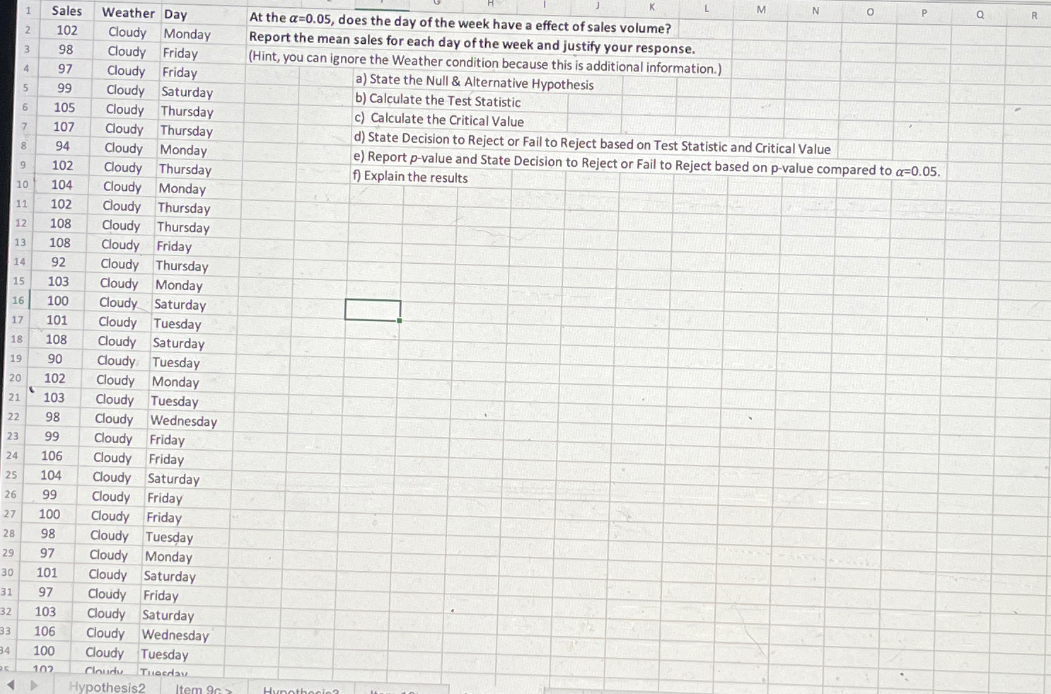 Solved How do i complete this problem in excel using the | Chegg.com