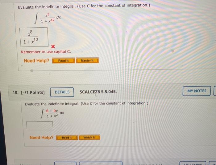 Solved Evaluate the indefinite integral. (Use C for the | Chegg.com