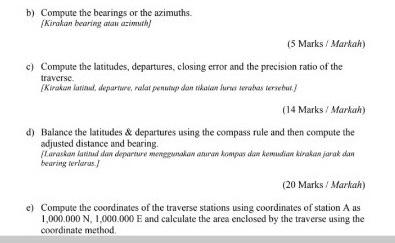 Solved Table Q1 Closed field traverse readings acaal Or | Chegg.com