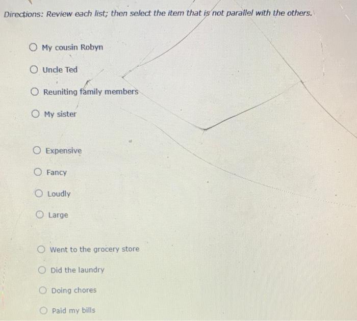 Solved Directions Review Each List Then Select The Item Chegg