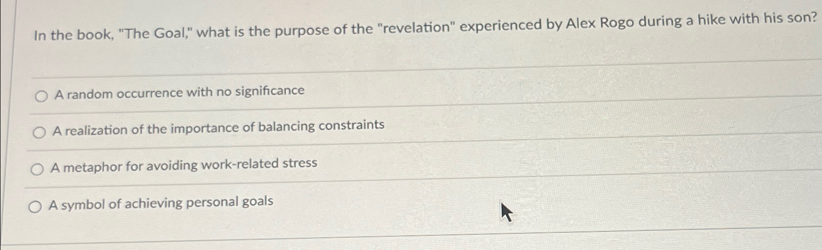 Solved In the book, "The Goal," what is the purpose of the | Chegg.com