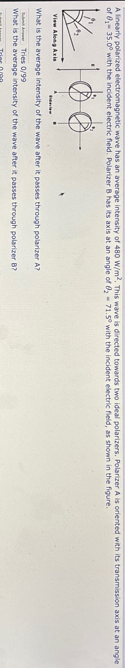 Solved A linearly polarized electromagnetic wave has an | Chegg.com