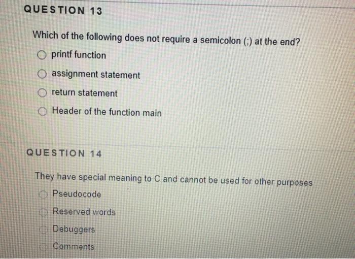 Solved QUESTION 19 define, include and return are examples | Chegg.com
