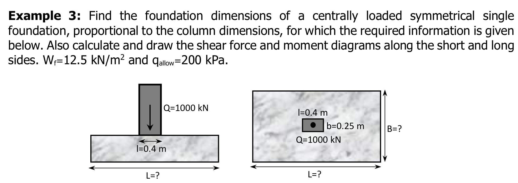 Solved Example 3: Find the foundation dimensions of a | Chegg.com